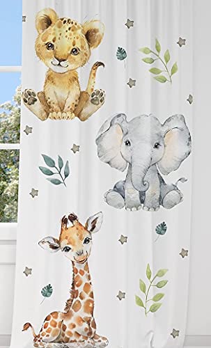 Baby Safari Animals Baby Boy Room Curtain Nursery Curtains Window Curtains (Pair of - 28" x 63")