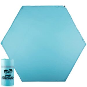 pravelo hexagon baby playpen mat – 59 inch wide self-inflating play pad compatible with pop n go playpen – comfortable and portable pad for babies toddlers (blue)