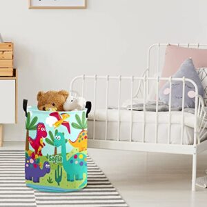 Personalized Laundry Basket Hamper,Cute Dinosaur,Collapsible Storage Baskets with Handles for Kids Room,Clothes, Nursery Decor