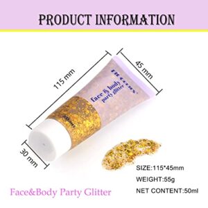 Body Glitter Gel,Face Glitters Gel,Mermaid Sequins Liquid Glitter Makeup for Body Hair Face Nail Eyeshadow,Long Lasting Sparkling (06# White-2PCS)