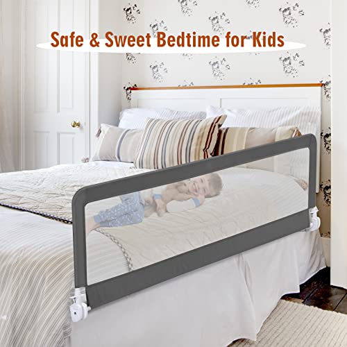 HONEY JOY Bed Rail for Toddlers, 71-in Extra Long, Portable Safety Bed Guardrail w/Double Safety Child Lock, Foldable Baby Bed Rail Guard, Fit King & Queen Full Twin Size Bed Mattress(Gray, Pack 1)