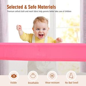 HONEY JOY Bed Rail for Toddlers, 71-in Extra Long, Portable Safety Bed Guardrail w/Double Safety Child Lock, Foldable Baby Bed Rail Guard, Fit King & Queen Full Twin Size Bed Mattress(Pink, Pack 1)