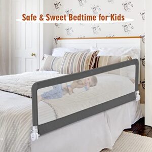 HONEY JOY Bed Rail for Toddlers, 71-in Extra Long, Portable Safety Bed Guardrail w/Double Safety Child Lock, Foldable Baby Bed Rail Guard, Fit King & Queen Full Twin Size Bed Mattress(Gray, Pack 2)