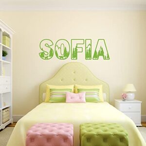 Forest Bear Custom Name Vinyl Wall Decal Sticker Art for Boys and Girls, Mountain Trees Woodland Theme Bedroom and Nursery Room Decor for Kids