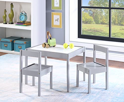 Olive & Opie Gibson 3-Piece Dry Erase Kids Table & Chair Set, Gray