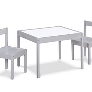 Olive & Opie Gibson 3-Piece Dry Erase Kids Table & Chair Set, Gray