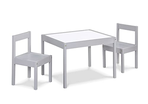 Olive & Opie Gibson 3-Piece Dry Erase Kids Table & Chair Set, Gray