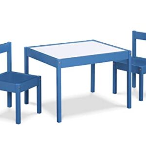 Olive & Opie Gibson 3-Piece Dry Erase Kids Table & Chair Set, Blue