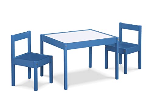 Olive & Opie Gibson 3-Piece Dry Erase Kids Table & Chair Set, Blue