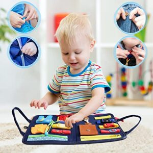 ZMLM Montessori Busy Board Toys: Toddler Sensory Toys Gifts for 1 2 3 4 Year Old Boys Girls Toddler Activity Board Preschool Educational Travel Toy Kids Learning Fine Motor Skills