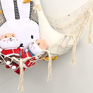 ASunine Stuffed Animal Hammock Large, Stuffed Animal Toy Hammock Net Hanging, Corner Hanging Netting Storage Organizer for Stuffed Animal Toy(White)