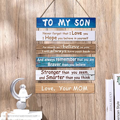 to My Son Daughter Gift from Mom Boys Girls Room Decor Baby Boys Girls Bedroom Decor for Living Baby Room Decor Boys Girls Wooden Bathroom Wall Decor Christmas Wall Art Gifts (to My Son)