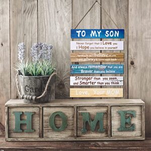 to My Son Daughter Gift from Mom Boys Girls Room Decor Baby Boys Girls Bedroom Decor for Living Baby Room Decor Boys Girls Wooden Bathroom Wall Decor Christmas Wall Art Gifts (to My Son)