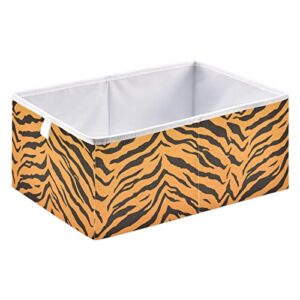 Emelivor Tiger Stripes Cube Storage Bin Foldable Storage Cubes Waterproof Toy Basket for Cube Organizer Bins for Nursery Kids Closet Shelf Playroom Office Book - 11.02x11.02x11.02 IN