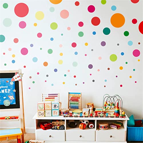 Polka Dot Wall Decals Peel and Stick, Removable Wall Stickers for Kids Girls Bedroom Playroom Living Room, Classroom Nursery Boho Rainbow Wall Decals, No Residue, 8 Size 108pcs Multicolor - Jesiramoo