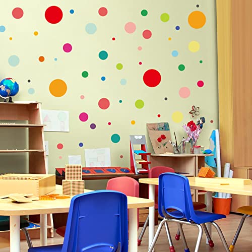 Polka Dot Wall Decals Peel and Stick, Removable Wall Stickers for Kids Girls Bedroom Playroom Living Room, Classroom Nursery Boho Rainbow Wall Decals, No Residue, 8 Size 108pcs Multicolor - Jesiramoo