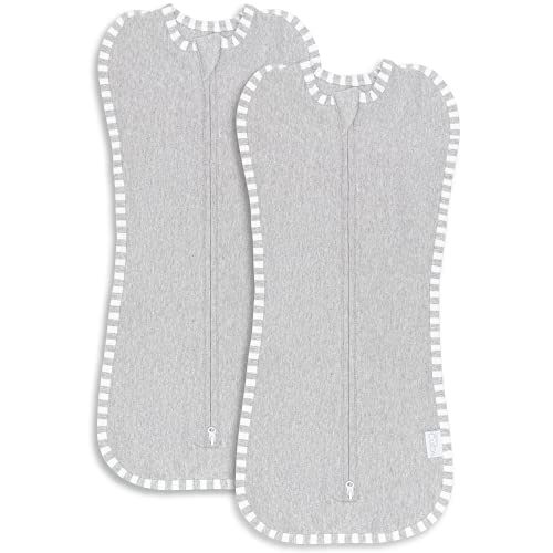 Comfy Cubs Swaddle Blanket Baby Girl Boy Easy Zipper Wrap 2 Pack Newborn Infant Sleep Sack (Small 0-3 Months, Grey)