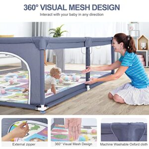 Baby Playpen, Play Pen with Mat, 79”×71” Extra Large Playpen for Babies and Toddlers HMHKHN No Gap Baby Fence Area with Breathable Mesh, Safety Baby Gate Playpen