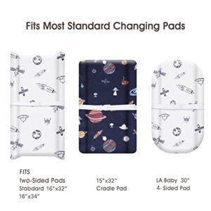 PHF Space Changing Pad Cover for Baby Boys Girls, 2 Pack Soft Changing Table Sheets or Cradle Sheets Fit Most Baby Changing Pads, Space