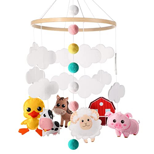 Baby Mobile for Crib Woodland Nursery Room Decor Baby Nursery Decor Jungle Animals Crib Mobile Farm Animals Crib Decorations for Baby Woodland Animals Baby Gifts Felt Nursery Mobiles (Cute Style)