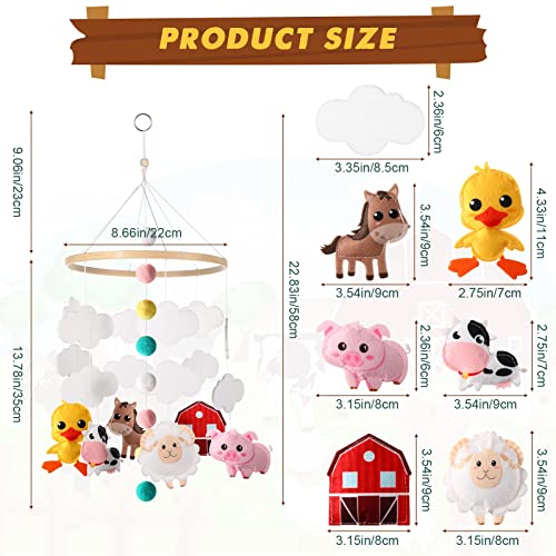 Baby Mobile for Crib Woodland Nursery Room Decor Baby Nursery Decor Jungle Animals Crib Mobile Farm Animals Crib Decorations for Baby Woodland Animals Baby Gifts Felt Nursery Mobiles (Cute Style)