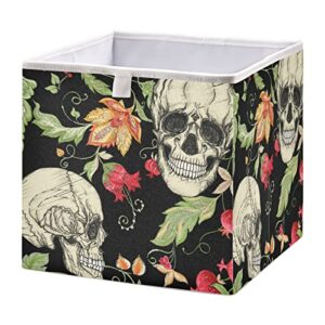 runningbear skulls vintage flowers storage basket storage bin square collapsible nursery baskets empty gift baskets organizer for home kitchen office