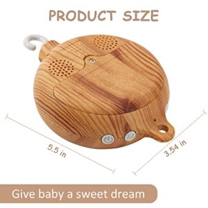 Baby Mobile Rotary Music Box Imitation Wood with Rotating Hook -Crib Mobile Motor Battery Operated Plays 35 Tunes Crib Toys Attachments