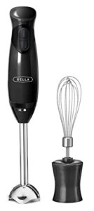 bella immersion hand blender, cordless portable mixer with whisk attachment - electric handheld juicer, shakes, baby food and smoothie maker, stainless steel, black