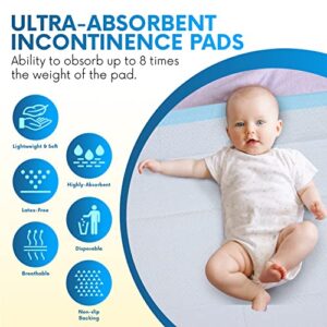 Healqu Disposable Baby Changing Pad Liners - 50 Pack, Super Soft, Absorbent and Waterproof - Mess-Free Baby Diaper Changes on Every Surface - 17x24 Inches