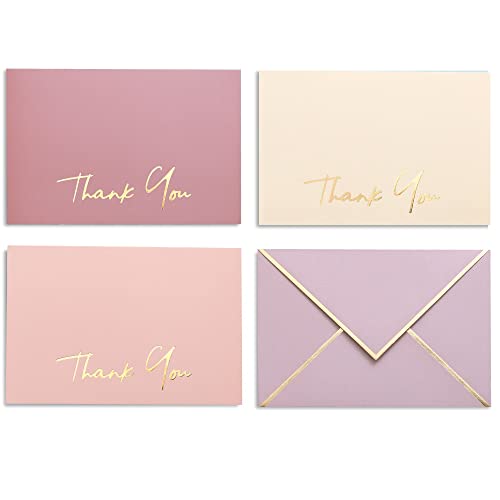 Heavy Duty Thank You Cards with Envelopes - 36 PK - Gold Thank You Notes 4x6 Inches Baby Shower Thank You Cards Wedding Thank You Cards Small Business Graduation Funeral Bridal Shower (Dusty Pink)