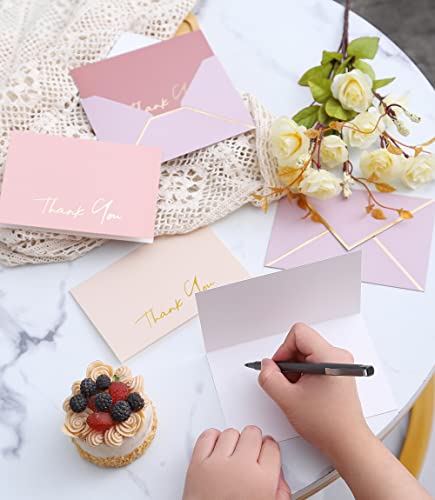 Heavy Duty Thank You Cards with Envelopes - 36 PK - Gold Thank You Notes 4x6 Inches Baby Shower Thank You Cards Wedding Thank You Cards Small Business Graduation Funeral Bridal Shower (Dusty Pink)