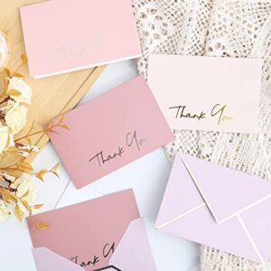 Heavy Duty Thank You Cards with Envelopes - 36 PK - Gold Thank You Notes 4x6 Inches Baby Shower Thank You Cards Wedding Thank You Cards Small Business Graduation Funeral Bridal Shower (Dusty Pink)