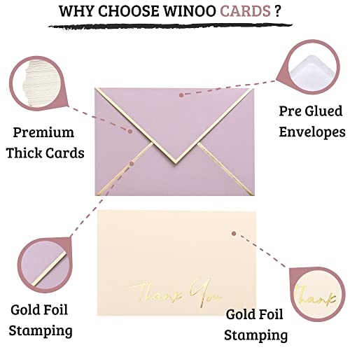 Heavy Duty Thank You Cards with Envelopes - 36 PK - Gold Thank You Notes 4x6 Inches Baby Shower Thank You Cards Wedding Thank You Cards Small Business Graduation Funeral Bridal Shower (Dusty Pink)