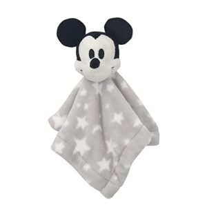 lambs & ivy disney baby mickey mouse gray stars security blanket/lovey