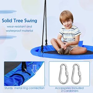 INFANS 660lbs 40 Inch Saucer Tree Swing with Pillow Handle Adjustable Hanging Rope, Round Flying Swing Seat for Kids, Outdoor Round Platform Swing for Backyard Playground Blue