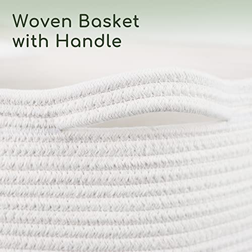 MXMHOME Large Woven Rope Basket With Handles Basket for Blankets for Living Room Large Baby Cat Dog Toy Storage Basket Wicker Woven Big Round Laundry Basket Hamper (23.6”x14.1”), XXXL, Grey