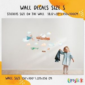 Lipastick Large Airplane Wall Decals for Kids - Premium Kids Wall Stickers Aircrafts - Creative Nursery Wall Decal for children's room, bedrooms - Plane Baby Nursery Wall Decor - Large Vinyl Wall Decal S Size (S, 15082113)