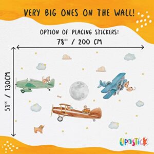 Lipastick Large Airplane Wall Decals for Kids - Premium Kids Wall Stickers Aircrafts - Creative Nursery Wall Decal for children's room, bedrooms - Plane Baby Nursery Wall Decor - Large Vinyl Wall Decal S Size (S, 15082113)