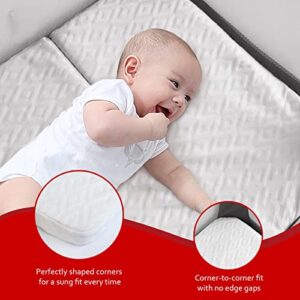 Trifold Mattress Topper Fits 4moms Breeze GO Portable Travel Playard & Breeze Plus Playard Only, Baby Foam Mattress with Ultra Soft Jacquard Water-Resistant Cover