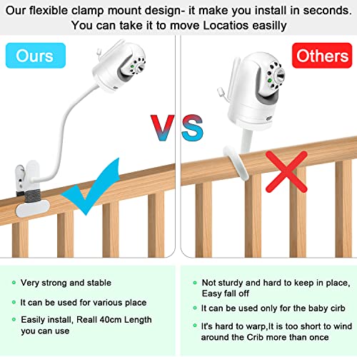 AOZTSUN Flexible Clip clamp Mount Compatible with Infant Optics DXR-8 and DXR-8 PRO Video Baby Monitor Camera 15.7 inches Flexible Long Gooseneck Arm, Baby Monitors Holder for Crib Baby Camera Stand