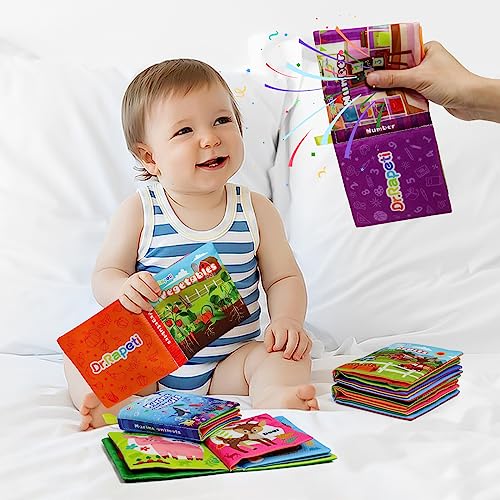 Dr.Rapeti Soft Cloth Books Baby Books Bath Books 6-Pack for Baby Infant Toddler Kids Crinkle Squeaky Washable Chewable Non-Toxic Early Educational Giftable