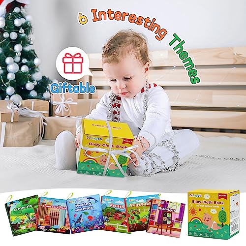 Dr.Rapeti Soft Cloth Books Baby Books Bath Books 6-Pack for Baby Infant Toddler Kids Crinkle Squeaky Washable Chewable Non-Toxic Early Educational Giftable