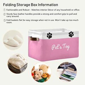 Pink Pet Name Custom Storage Basket Customize Storage Organizer Box Bin Large Collapsible Cube Baskets with PU Handles for Shelf Closet Nursery Laundry 1 Pack