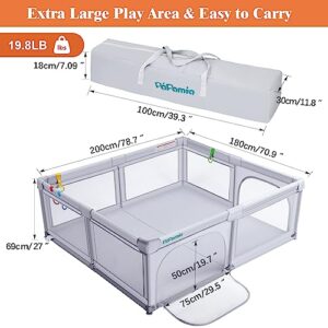 PAPAMIA Baby Playpen, 79"x71" Foldable Extra Large Playpen for Babies and Toddlers with Anti-Slip Base and Breathable Mesh, Sturdy Safety Play Yard with Gate for Kids Activity Center (Large Gray)