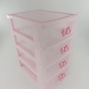 WQURC Lovely Pink Receiving Storage Cabinets Box With Multi-layers And Pink Bowknot Handle (Four layers (7.06 x 5.22 x 8.05 inches))