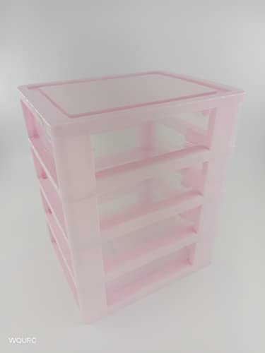 WQURC Lovely Pink Receiving Storage Cabinets Box With Multi-layers And Pink Bowknot Handle (Four layers (7.06 x 5.22 x 8.05 inches))