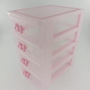 WQURC Lovely Pink Receiving Storage Cabinets Box With Multi-layers And Pink Bowknot Handle (Four layers (7.06 x 5.22 x 8.05 inches))