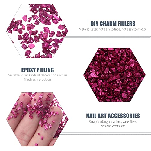 Milisten Nail Filler Crushed Glass Craft Glitter Glass Irregular Metallic Chips Broken Glass for Nail Arts Resin DIY Craft Vase Filler Jewelry Making (200g, Rosy) Resin Crafts