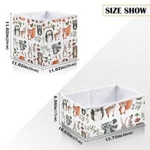 Cute Woodland Animals Storage Basket Storage Bin Rectangular Collapsible Toy Boxs Fabric Storage Organizer for Kids Room Bedroom…