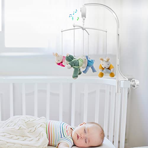 25 Inch Musical Cot Mobile, FineGood Baby Mobile Cot Mobiles for Babies Crib Mobile Bed Bell Holder with Soothing Music Box